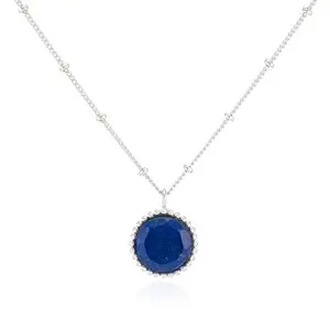 AUREE JEWELLERY Barcelona Silver September Birthstone Necklace Lapis Lazuli - Blue