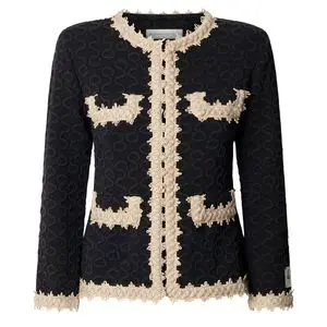 THE EXTREME COLLECTION Neutrals Raised Embroidery Knit Jacket Paola - Black