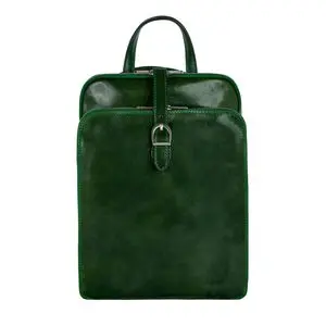 TIME RESISTANCE Convertible Leather Backpack Shoulder Bag Clarissa - Green