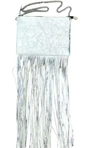 ANY OLD IRON White / Silver Silver Etch Large Leather Bag - White/silver