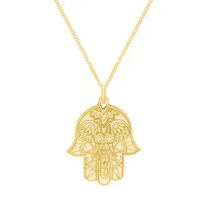 CARTERGORE Small Hamsa Hand Pendant Necklace - Gold