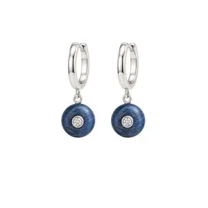 LILY FLO JEWELLERY Kyanite Diamond Hoop Earrings - Blue