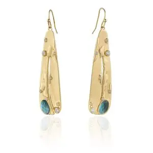 RARE MATTERS JEWELRY Organic Gemstone Petal Earrings - Blue