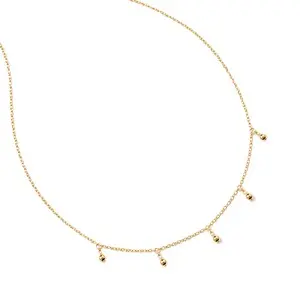 ELK & BLOOM Dainty 14k Beaded Drop Choker Necklace - Gold