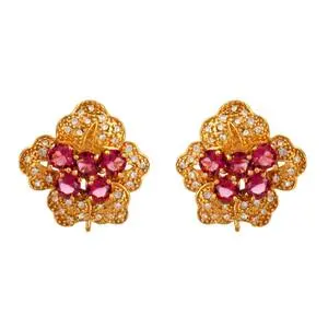 Bounkit Pink / Gold Oslo Studs Push Back - Pink/gold