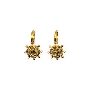 ISOLATED JEWELLERY Coin Studded Hoops - Gold