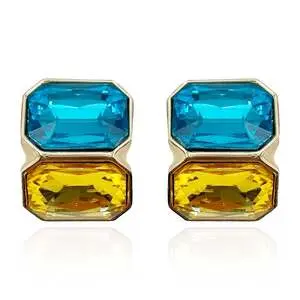 MICHAEL NASH JEWELRY Double Stone Clip-on Earrings - Blue/brown