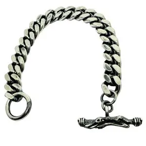 TG-JEWELLERY BY TAMARA GERVASIO Silver / Black Celtic Crocodile Curb Chain Bracelet – Solid Sterling Silver - Silver/black