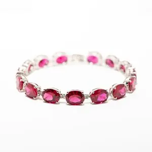 BELINDA JEWELZ Kierra Oval-cut Ruby Tennis Bracelet - Pink