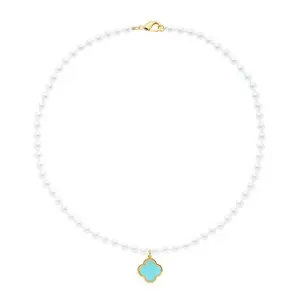 EMMA HOLLAND JEWELLERY Blue / White Pearl & Enamel Flower Pendant - Blue/white