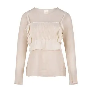 GUNDA HAFNER LTD Neutrals Soft Lace Knit Detail Top - White