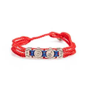 EBRU JEWELRY Blue / Red / Silver Spiritual Soul Red Cord Striking Bracelet Red - Blue/red/silver