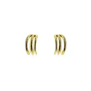 VICSTONENYC FINE JEWELRY Three-layer Line Huggie Vermeil Earrings - Gold