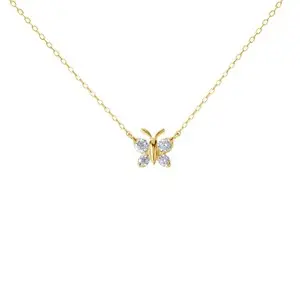 BLOOMTINE | EARTH ANGEL HQ Vermeil Butterfly Necklace With Moissanite - Gold