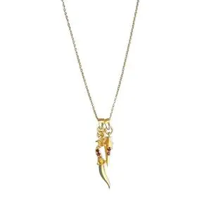 RIZE Red / Gold Ruby Dagger & Arrow Amulet Necklace Gold Plated - Red/gold