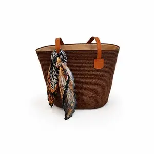 NUVV COLLECTION Woven Tote Bag With Printed Scarf