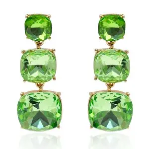 MICHAEL NASH JEWELRY Mackenzie Triple Cushion Shape Peridot Drop Earrings - Green