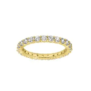 DIAMONBLISS Round Cut Eternity Ring With Swarovski, One And Half Carat, Gold Plated - Yellow