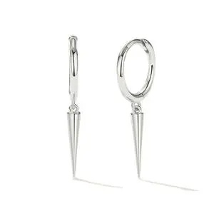HARFI Dainty Spike Huggie Small Hoop Sterling Earrings - Silver
