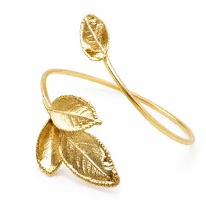 MOTHER NATURE JEWELRY Rose Leaves Bracelet, Handmade Statet Cuff Nature Jewelry, Sterling Silver - Gold
