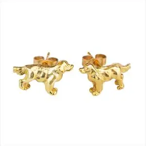 SIMON KEMP JEWELLERS En Retriever Stud Earrings Eighteen Carat On Sterling Silver - Gold