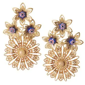 CASTLECLIFF Gold / Blue Luna Earring - Gold/blue