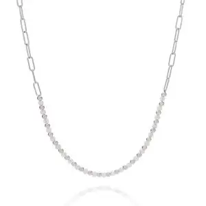 NELLOU JEWELLERY Rainbow Moonstone Gem Shine Necklace Sterling Silver - White