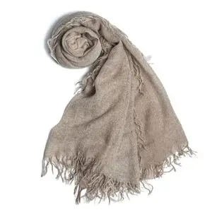 BEL CASHMERE Cashmere Foulard With Fringes Organic Brown
