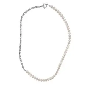 FARRA Freshwater Pearls With Chain Versatile Necklace - White