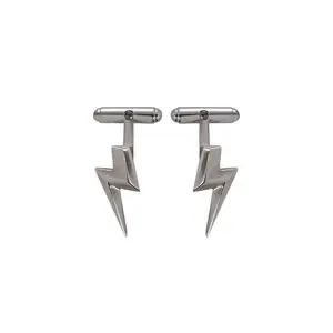 EDGE ONLY 3d Flat Top Lightning Bolt Cufflinks Sterling
