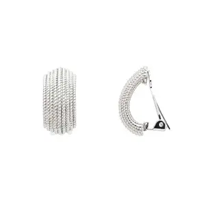 EMMA HOLLAND JEWELLERY Platinum Textured Clip Earrings - Silver
