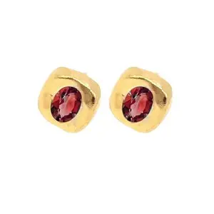 AMY DELSON JEWELRY Red / Gold Stella Red Garnet Gold Vermeil Stud Earrings - Red/gold