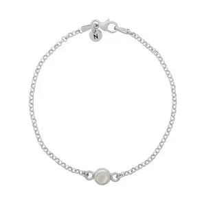 NELLOU JEWELLERY Moonstone Birthstone Gem Dot Bracelet Sterling Silver June - White
