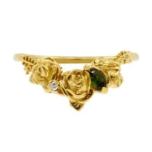 LEE RENEE Rose Ring Diamond & Tourmaline - Gold