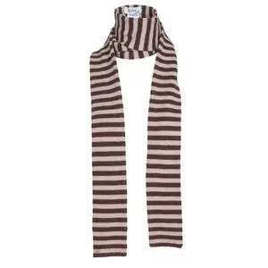 TIRILLM Pippi Long Trendy Pure Cashmere Scarf, Dark And Beige Stripes - Brown