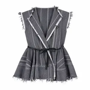 Miro Misljen Sleeveless Asymmetrical Jacket With Peplum