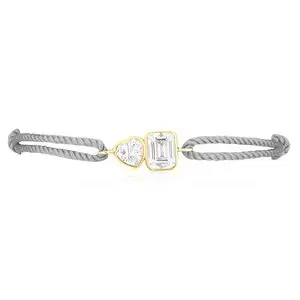 SHYMI Cord Bracelet With Heart And Emerald Cut Zirconia - Silver/gold