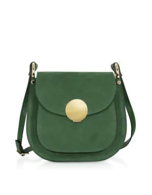 LE PARMENTIER Agave Suede & Smooth Leather Shoulder Bag - Green