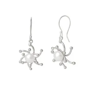 SPERO LONDON Pearl Sunburst Sterling Drop Earrings - Silver