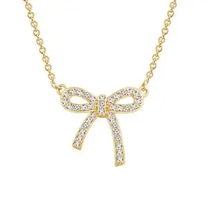 KIERA Lab Grown Diamond Accent Bow Pendant Necklace - Yellow
