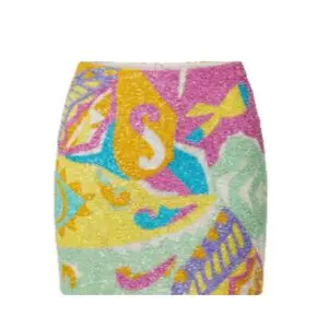 OCEANUS SWIMWEAR Azure Beaded Mini Skirt