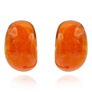MICHAEL NASH JEWELRY Merrie Marbled Resin Semi Hoop Clip On Earrings - Orange
