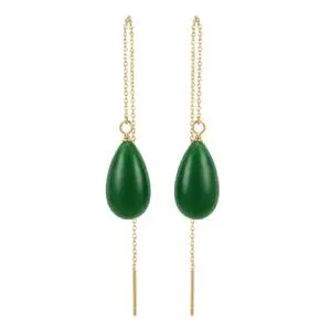 SEREE Waterdrop Drop Earrings - Green