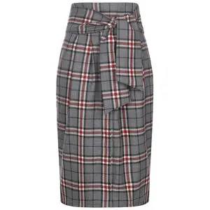 MARIANNA DÉRI Plaid Print Wool Skirt
