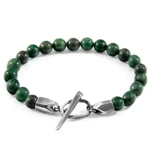 ANCHOR & CREW Jade Tinago Silver & Stone Beaded Bracelet - Green