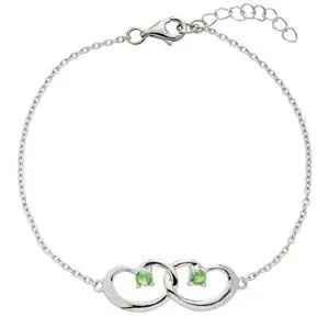 BELINDA JEWELZ Silver / Green Peridot Interlocked Hearts Bracelet - Silver/green
