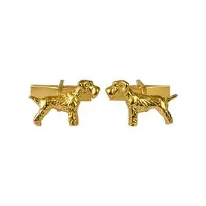 SIMON KEMP JEWELLERS Schnauzer Cufflinks Eighteen Carat On Sterling Silver - Gold