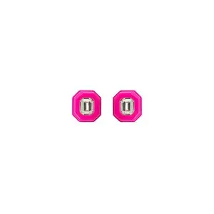 GISSA BICALHO Handmade Acrylic Earring Short Stone Octagonal - Pink