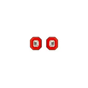 GISSA BICALHO Handmade Acrylic Earring Short Stone Octagonal - Red