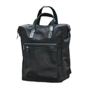 VIDA VIDA Leather Trim Top Zip Backpack - Black
